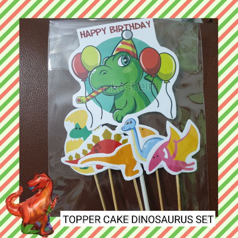 Jual Topper Cake Dino Dinosaurus Happy Birthday Dekorasi Hiasan Kue ...