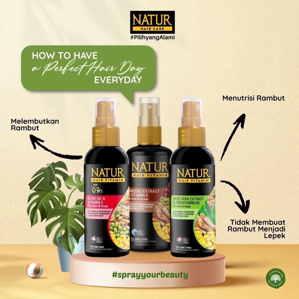 Jual NATUR HAIR VITAMIN 80 ML HAIRCARE VITAMIN SPRAY PERAWATAN RAMBUT ...