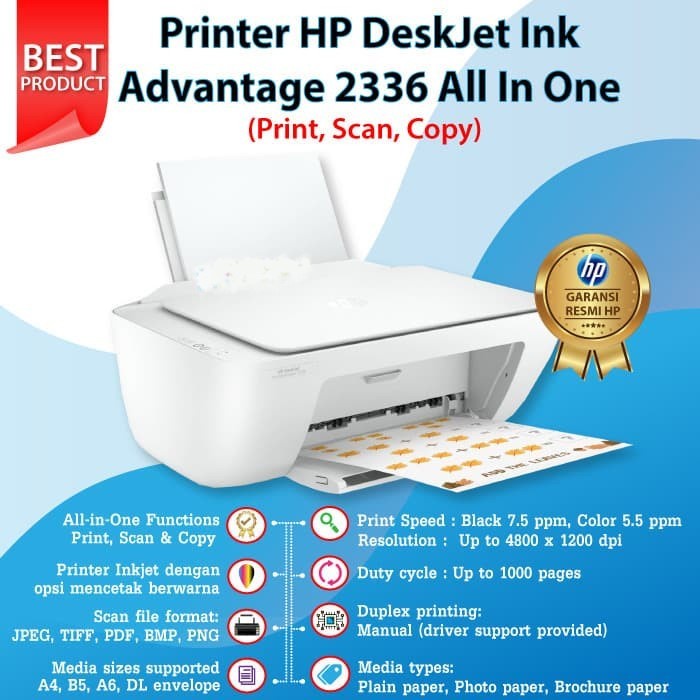 Jual Printer HP DeskJet Ink Advantage 2336 All in One Pengganti Seri HP 2135 2337 | Shopee Indonesia