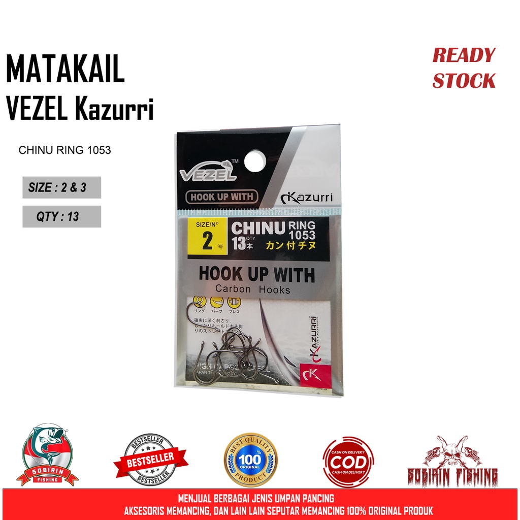 Jual Mata Kail Vezel Kazurri Chinu Ring 1053 Carbon Hooks | Shopee Indonesia
