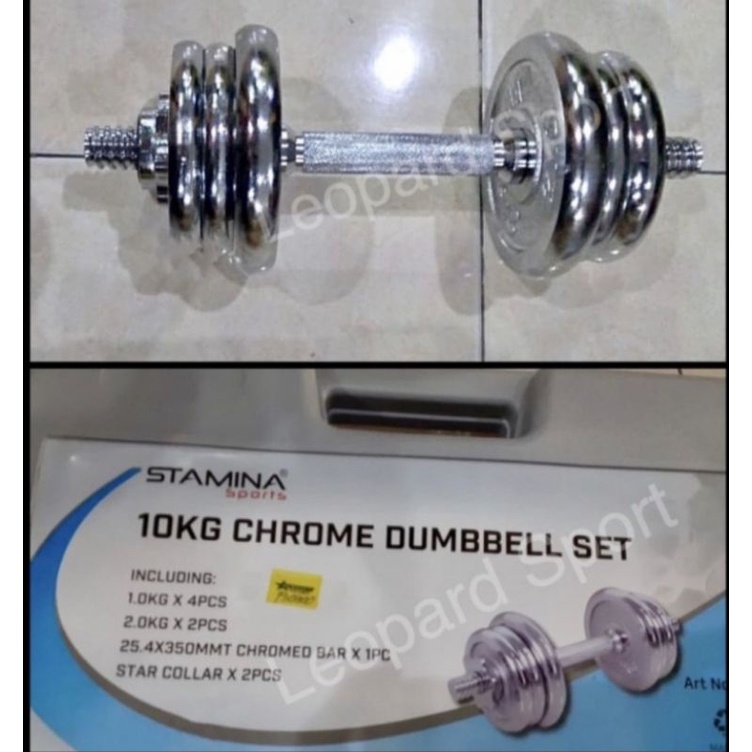 Jual 10kg chrome dumbbell set STAMINA/ barbel dambel krom set 10 kg ...