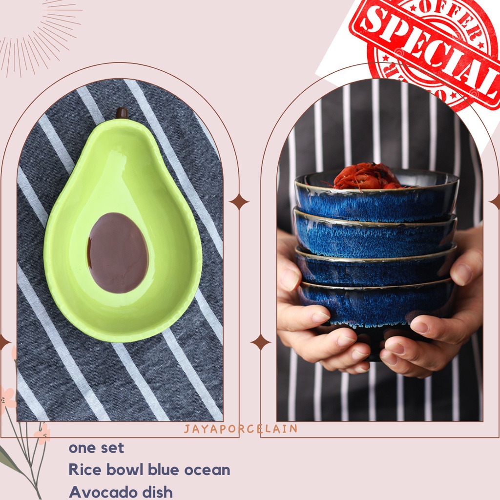 Jual combo mangkuk rice bowl tempat saus porcelain keramik mewah ...