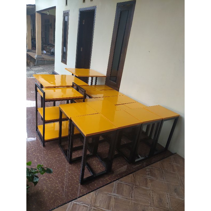 Jual Meja set taco hpl rangka besi cafe resto | Shopee Indonesia