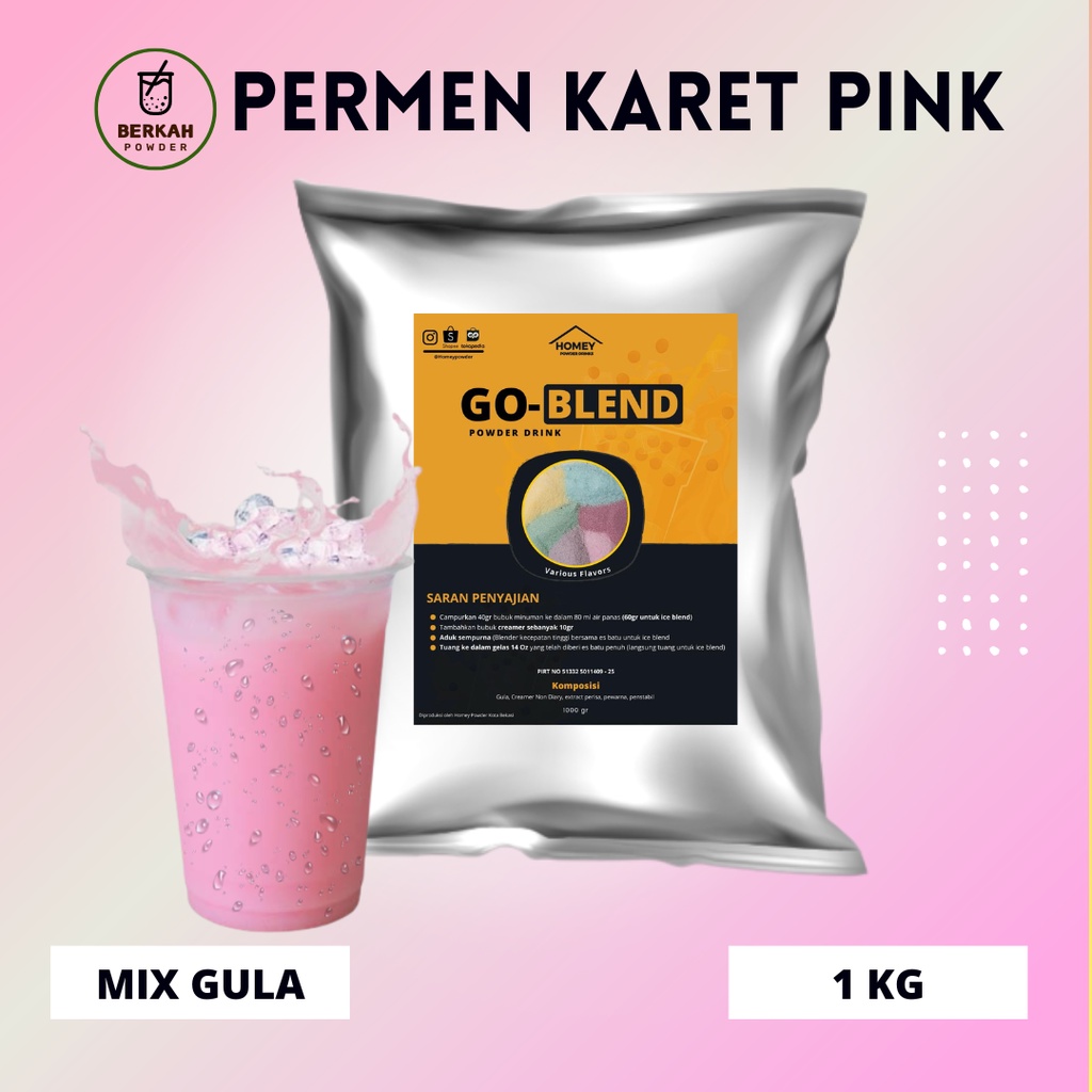 Jual Bubuk Minuman PERMEN KARET PINK 1Kg minuman viral kekinian Boba ...