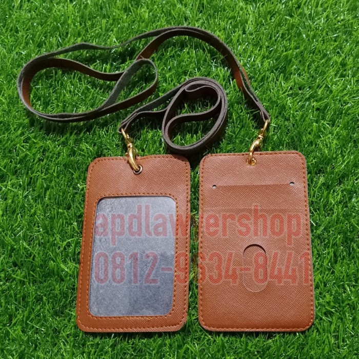 Jual Jual Name Tag Id Card Tempat Kartu Plus Tali Semi Kulit 2 Slot ...