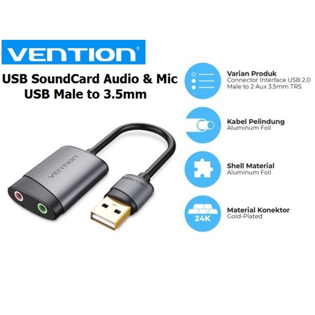 Jual Vention USB Sound Card External Adapter USB to 3.5mm Audio With ...