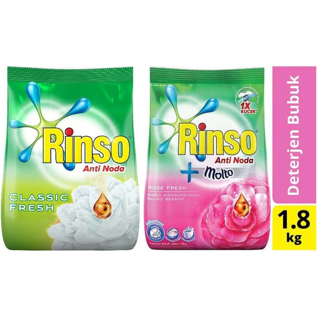 Jual Rinso Molto Detergen Deterjen Bubuk Anti Noda +Molto Classic Rose Fresh 1.8kg 1800g 1800 ...