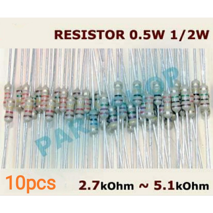 Jual 10pcs Resistor 0.5w 1/2w 2k7 3k 3k3 3k9 4k7 5k1 Ohm | Shopee Indonesia
