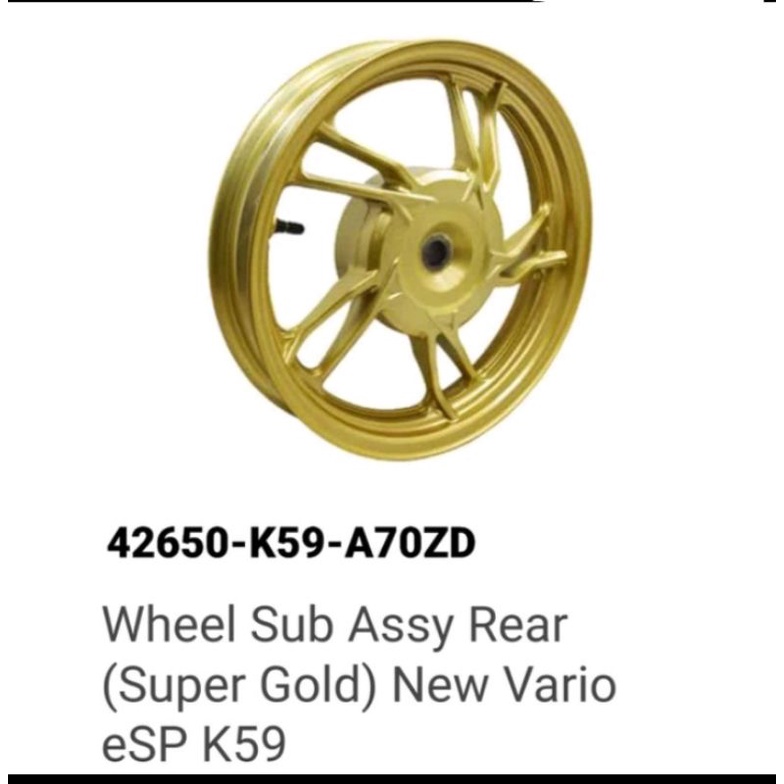 Jual Velg Belakang Vario Gold 2018-2022 Original Asli Honda AHM ...