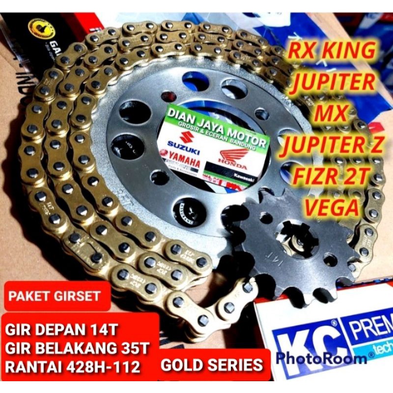 Jual GIRSET GEARSET YAMAHA 14T 35T 428H-112 RANTAI GOLD RX KING RXKING ...