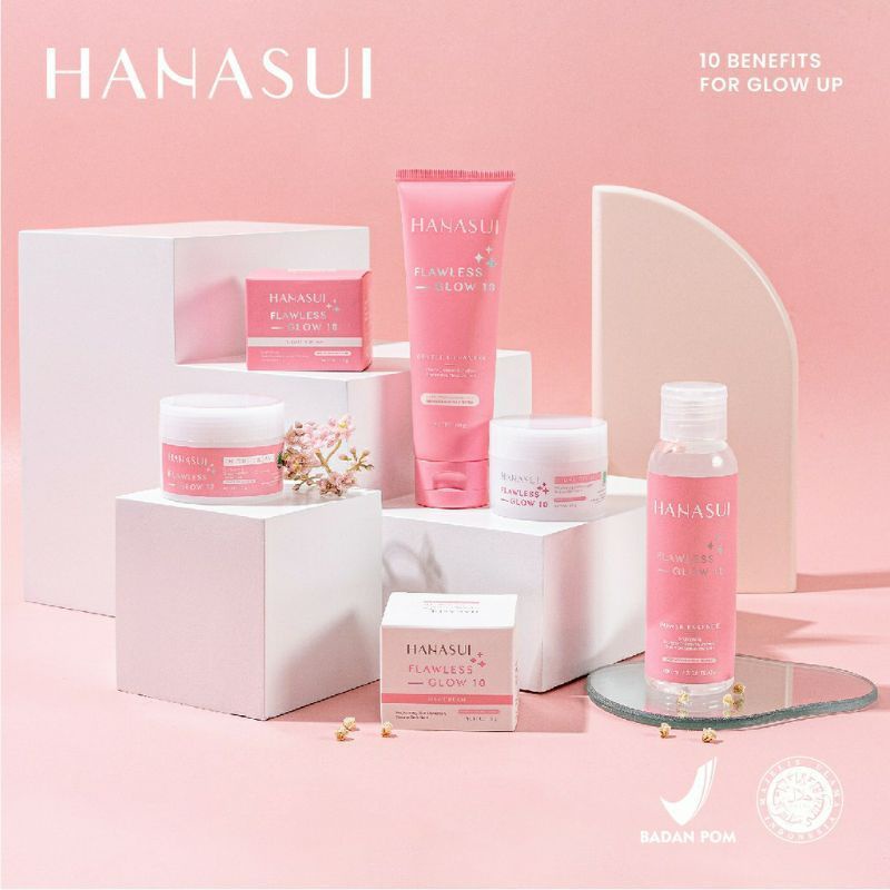 Jual HANASUI Flawless Glow 10 series | Cleanser Toner Day Night Cream ...