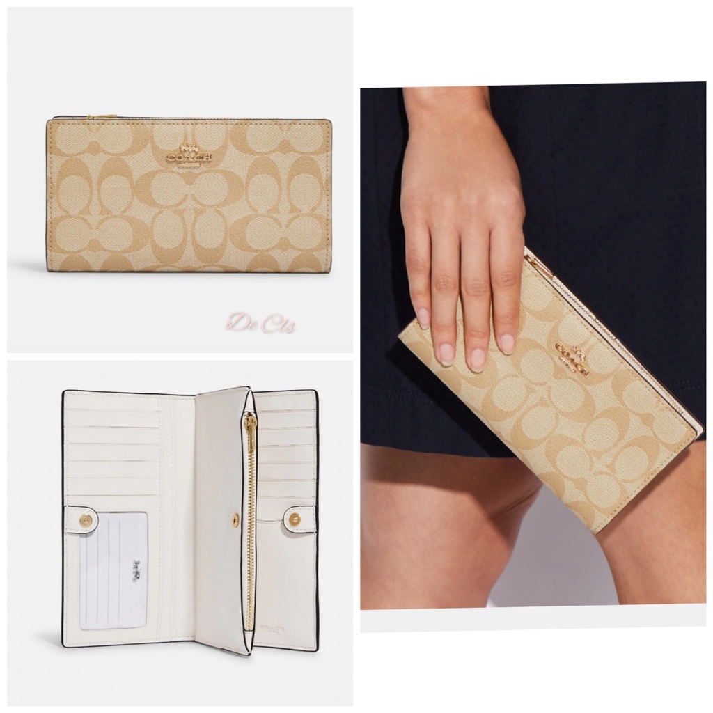 Jual Dompet Coach C8714 Slim Zip Wallet Light Khaki/Chalk sz 18x10x2cm ...