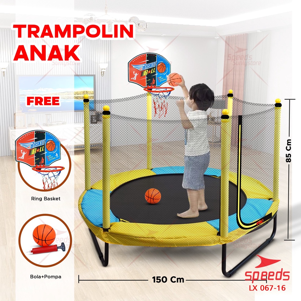 Jual SPEEDS Trampolin Anak 60inch Trampoline Mainan Lompat Bermain Lompat 067-16 | Shopee Indonesia