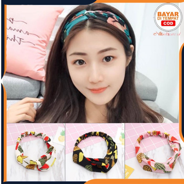 Jual [COD] Bando Korea Bandana Rajut Bendo Motif Buah HeadBand Karet ...