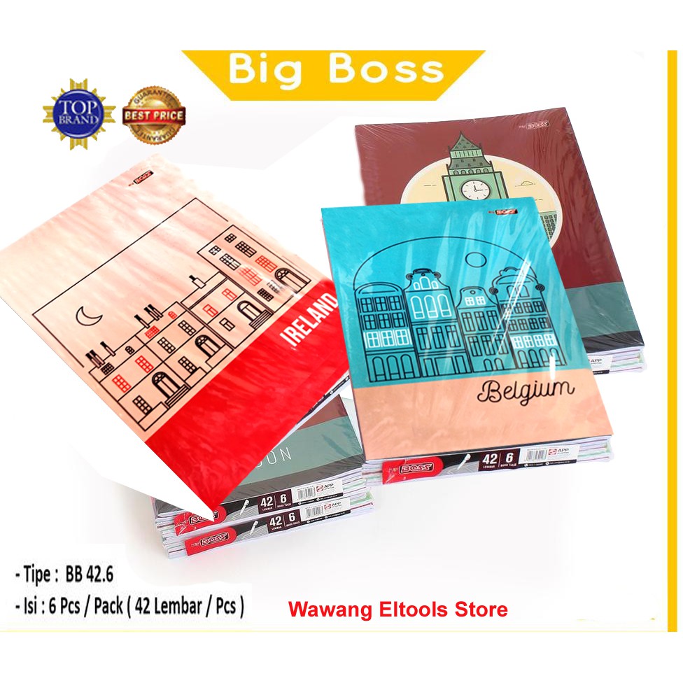 Jual Buku Tulis Merk BIG BOSS 42 Lembar - 42 lbr (1 pak = 6 buku ...