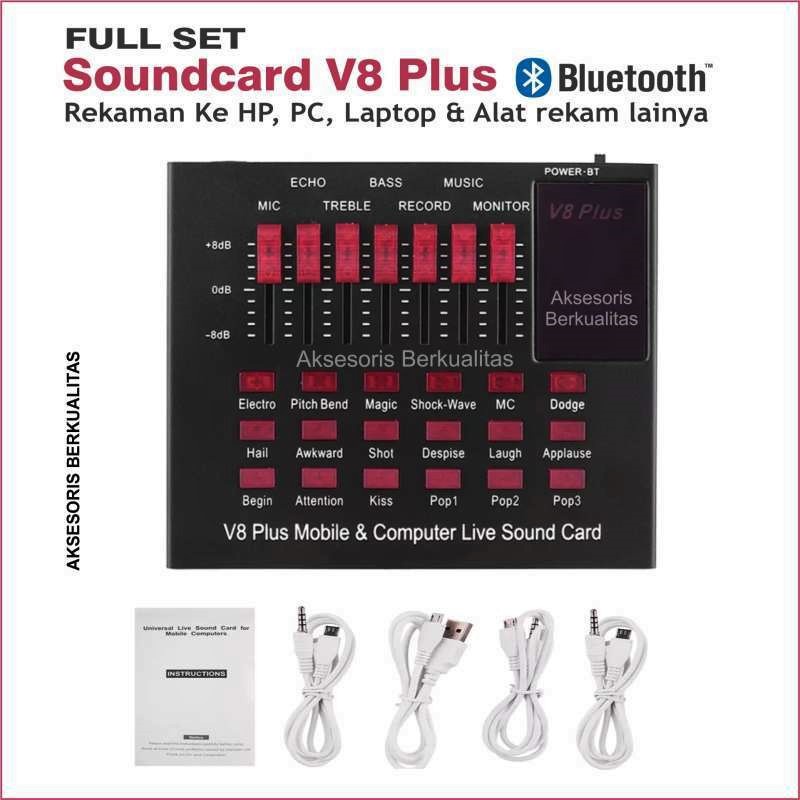 Jual Sound Card V8 Plus Bluetooth Soundcard | Shopee Indonesia