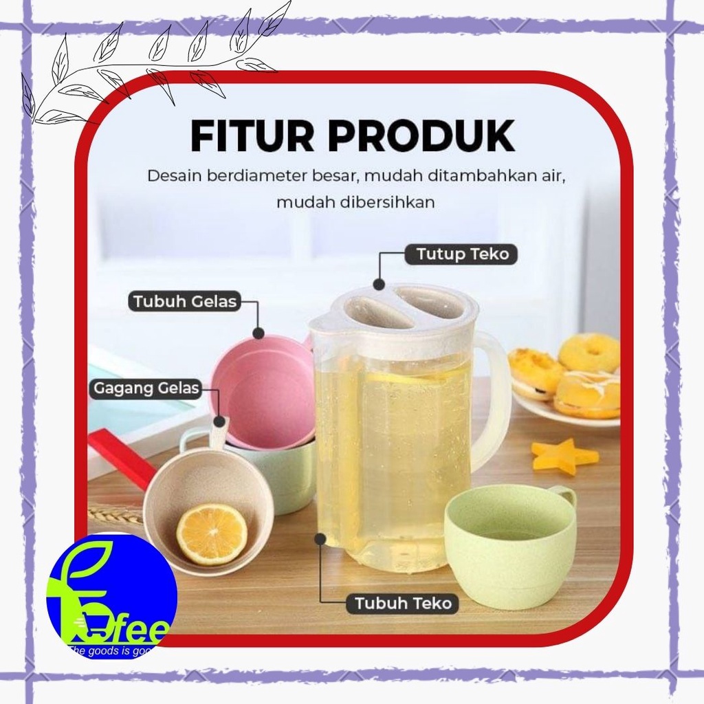 Jual TKS-12 TEKO SET JERAMI TEKO SET GELAS 4PCS | Shopee Indonesia