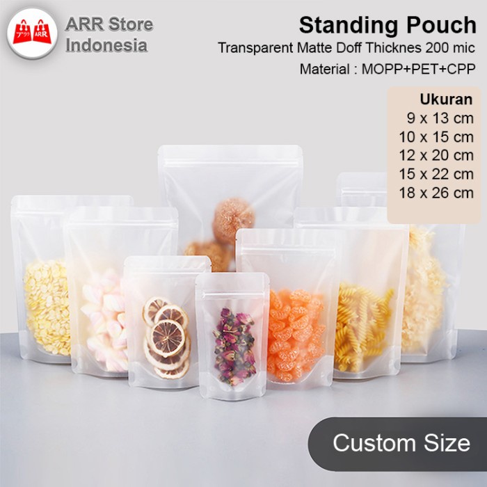 Jual Standing Pouch Transparan matte doff Kemasan Plastik Klip | Shopee ...