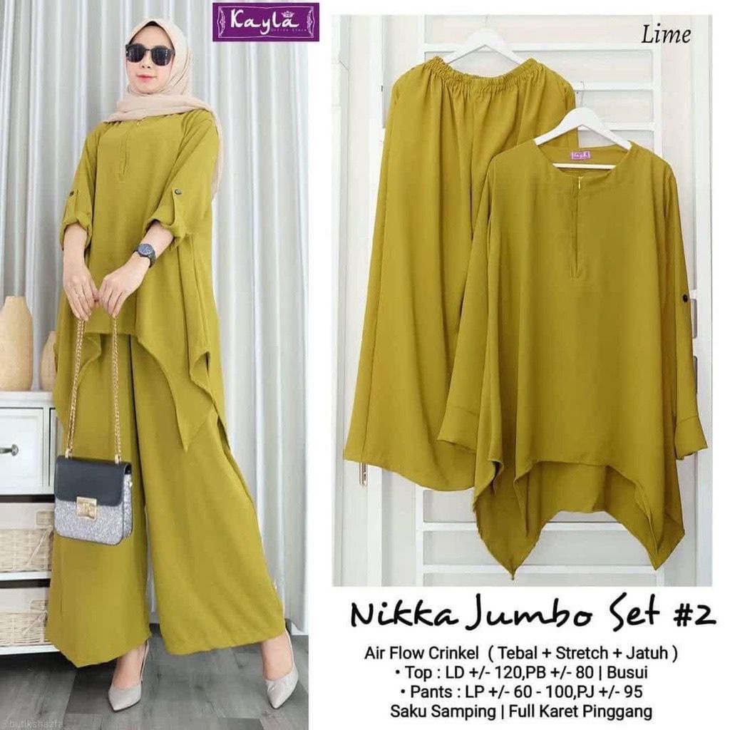Jual NIKKA JUMBO SET One Set Atasan + Celana Terbaru 2021 bahan ...