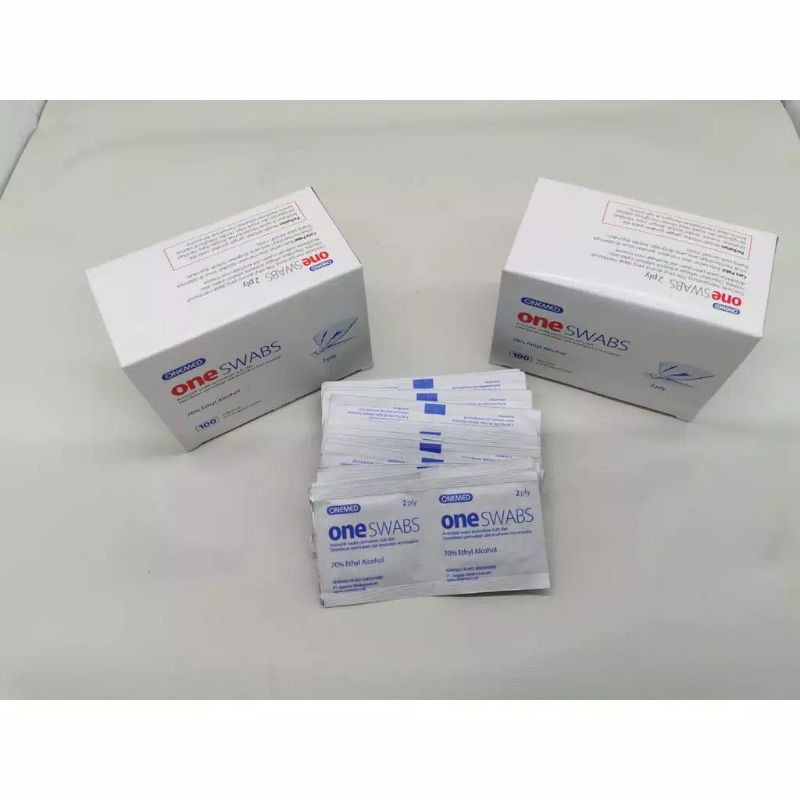 Jual one swabs 2 ply alkohol swab onemed isi 100 pcs | Shopee Indonesia