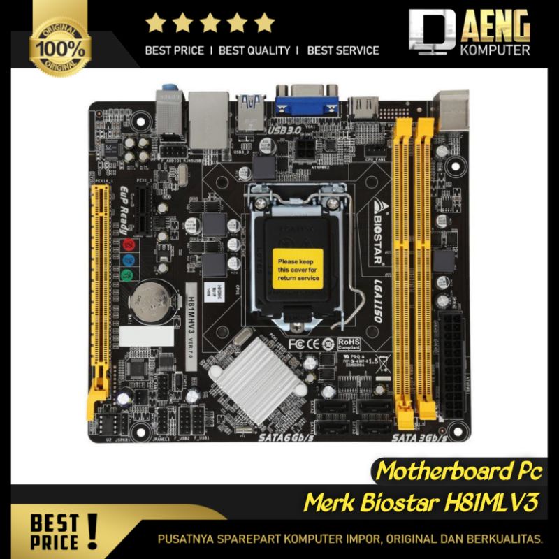 Jual Motherboard Mainboard Mobo Pc Merk PC Mini ITX Biostar H81MLV3 ...