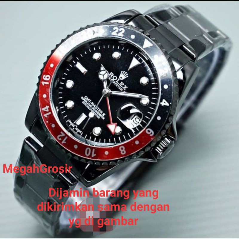 Jual Jam Tangan Pria Rolex GMT Automatic Rantai Silver Merah Biru ...