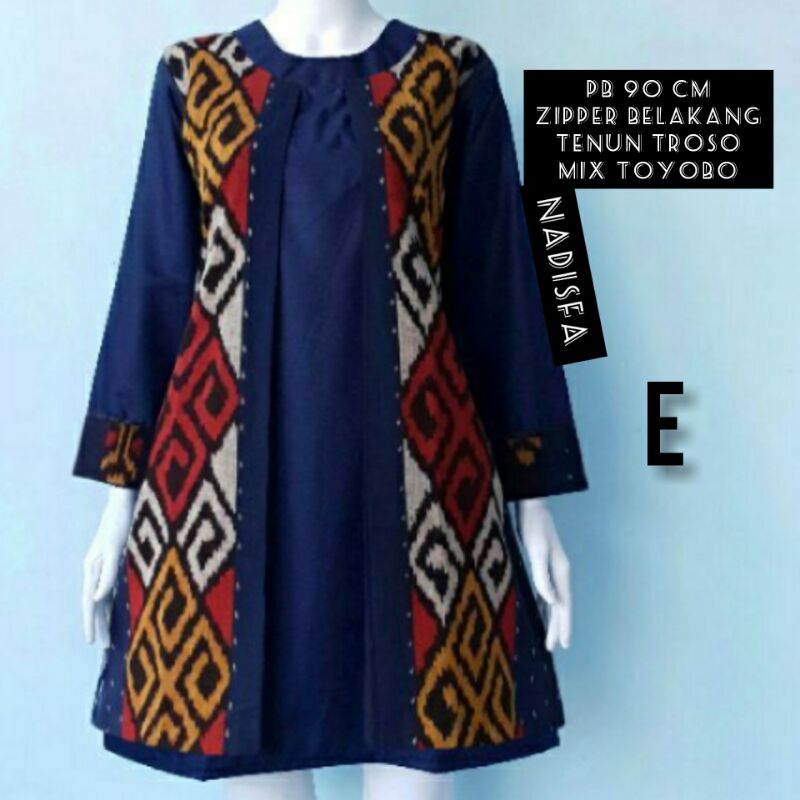 Jual Tunik Batik Tenun Kombinasi Toyobo Tenun Original Troso Baju Tenun Wanita | Shopee Indonesia