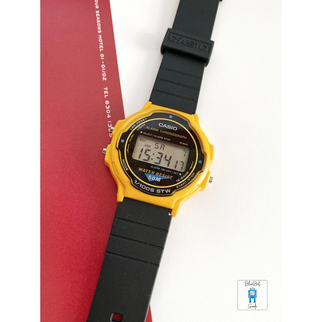 Jual Jam tangan vintage retro yellow Casio W-79 alarm chronograph Era ...