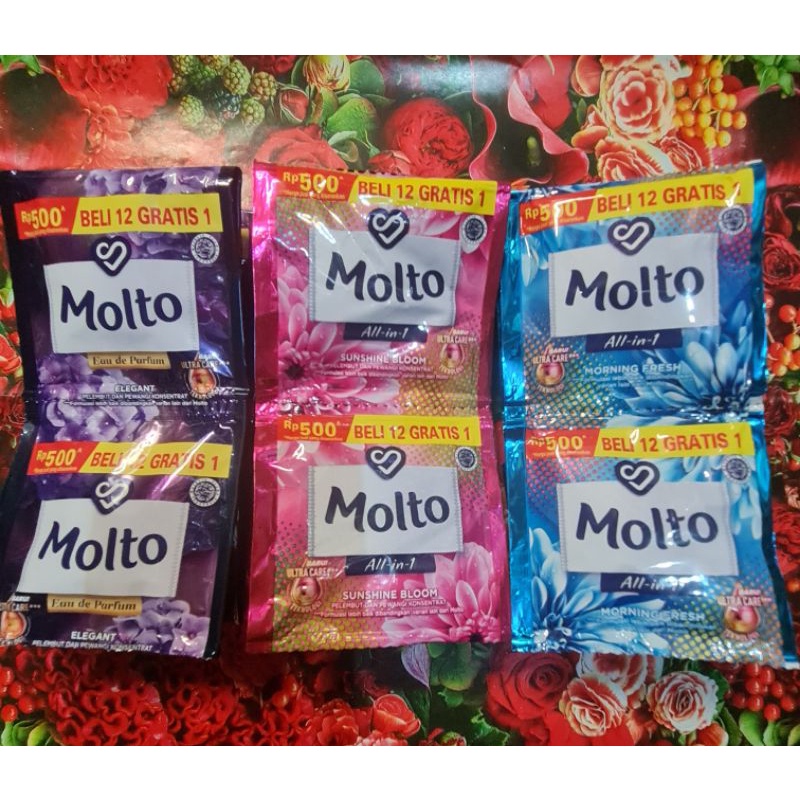 Jual UNILEVER | MOLTO 500 pewangi pakaian sachet [ renteng 12x9ml ...
