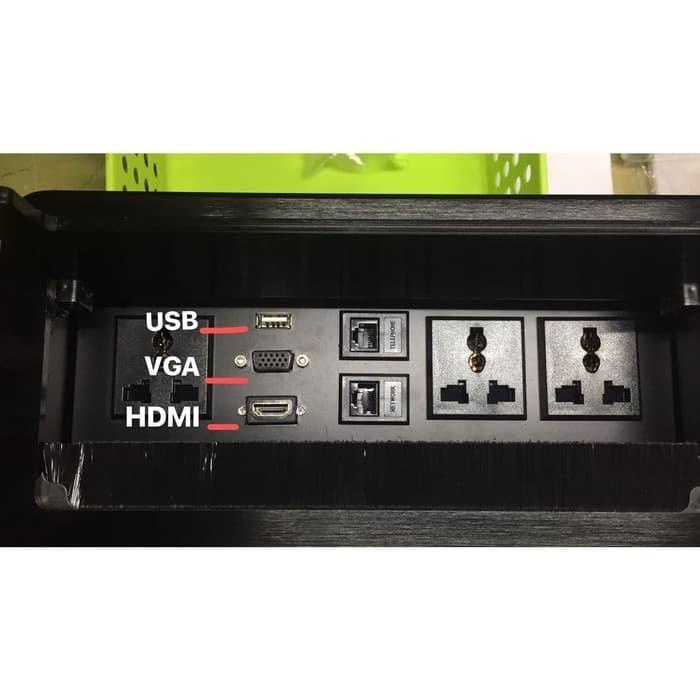 Jual Stop Kontak Box Black Lantai Meja Tanam POWER LISTRIK USB VGA HDMI ...