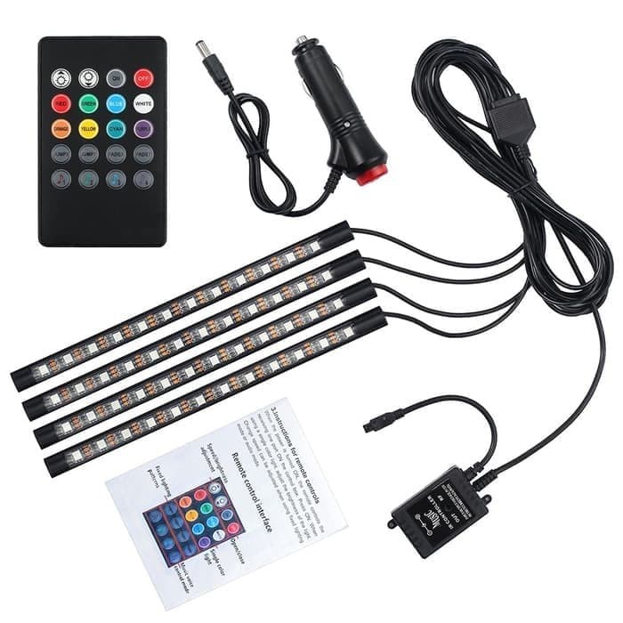Jual Lampu Led interior kolong dashboard RGB Remote Sound Music 1set ...