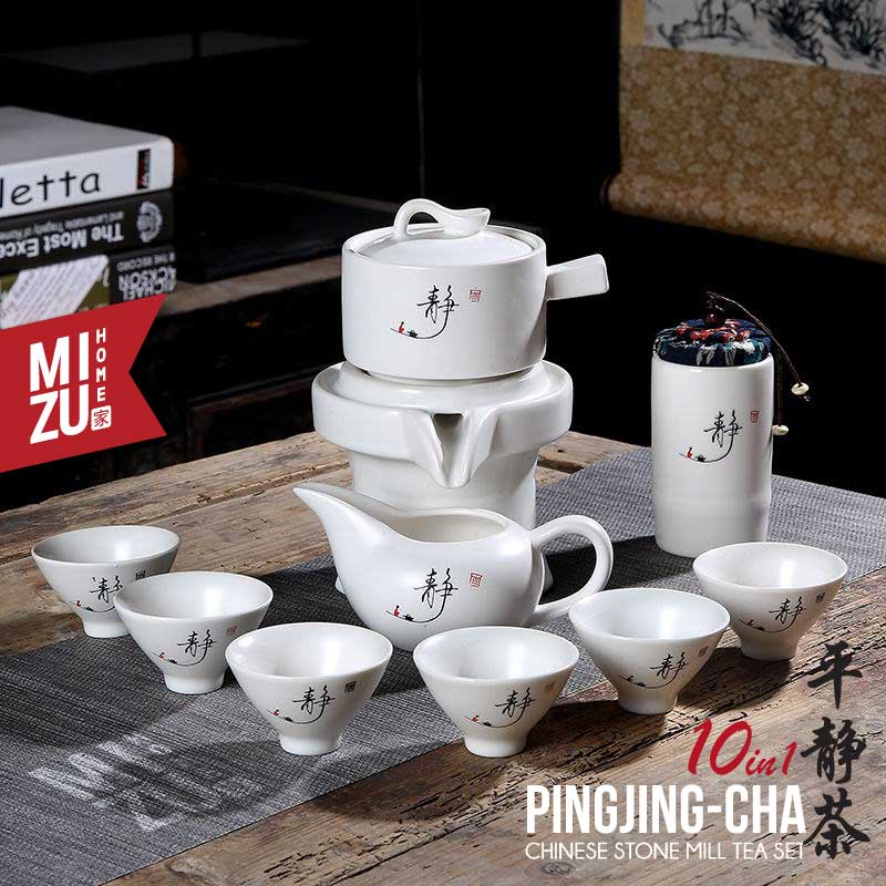 Jual MIZU PINGJING-CHA 10in1 Chinese Stone Mill Tea Set Porcelain Tea ...