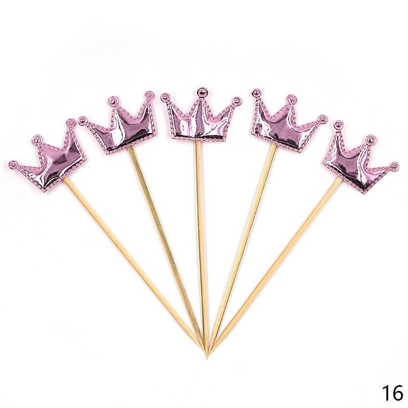Jual Topper hiasan set isi 5 cake kue cupcake metalik crown bintang ...