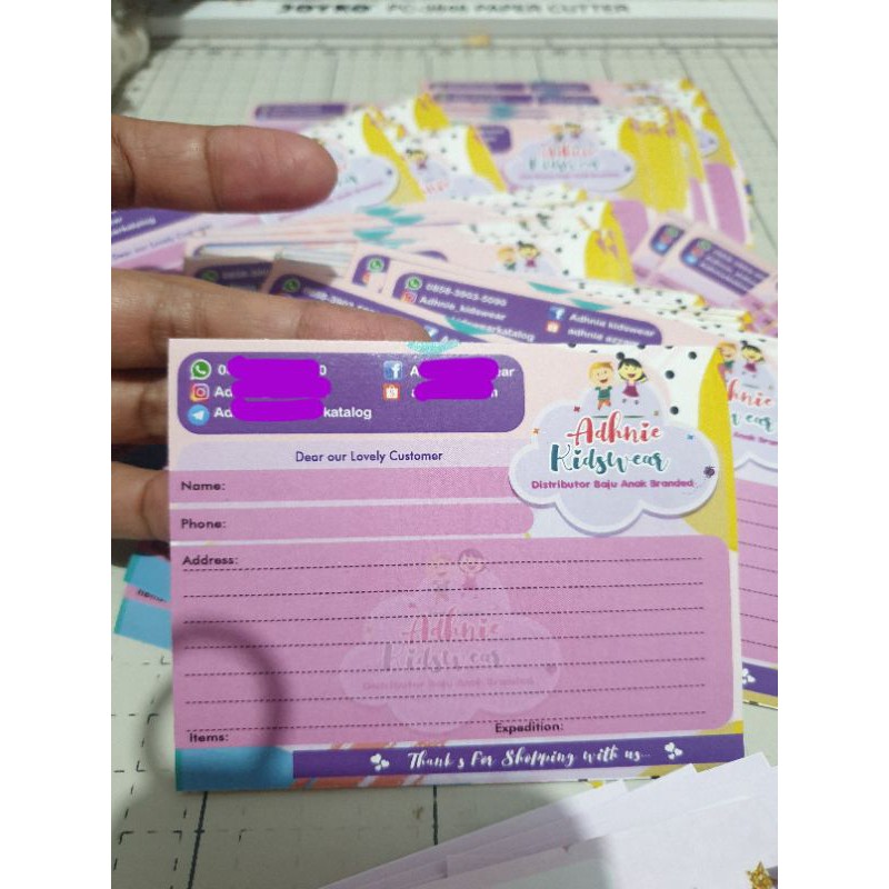 Jual Kartu Nama Sticker Alamat size 8 x 10 isi 100 pcs free design ...
