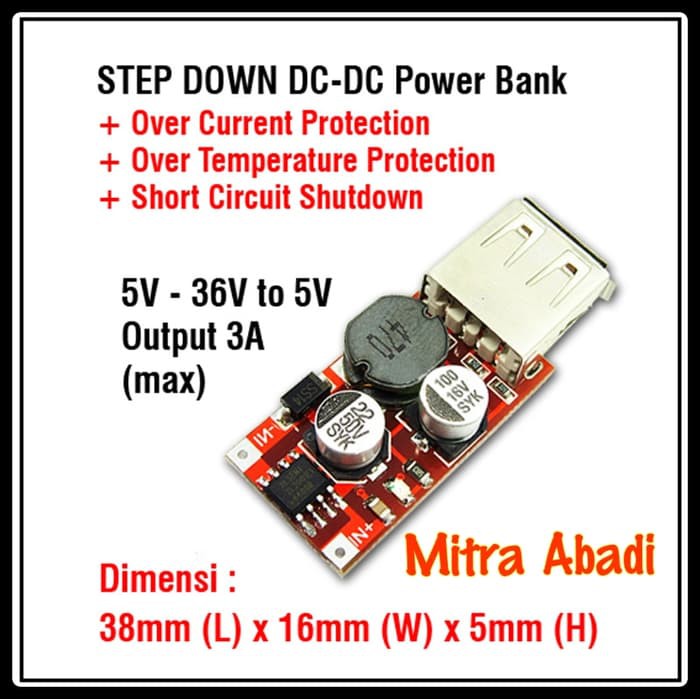 Jual KIT MODUL POWER BANK DC-DC STEP DOWN 5V-36V TO 5V 3AELKT_617 ...