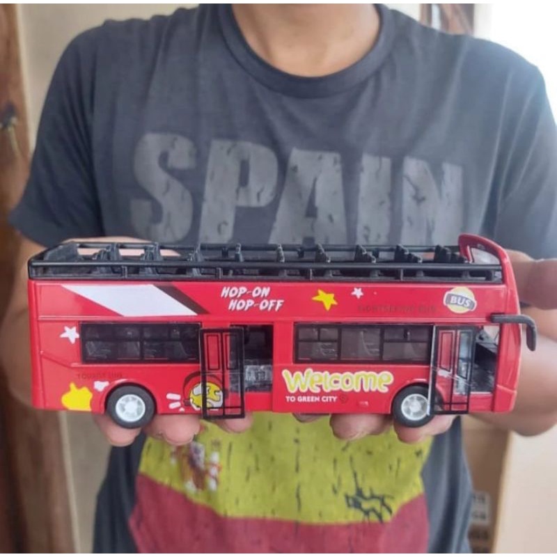 Jual diecast mobil bus tingkat - mainan miniatur bis double decker ...