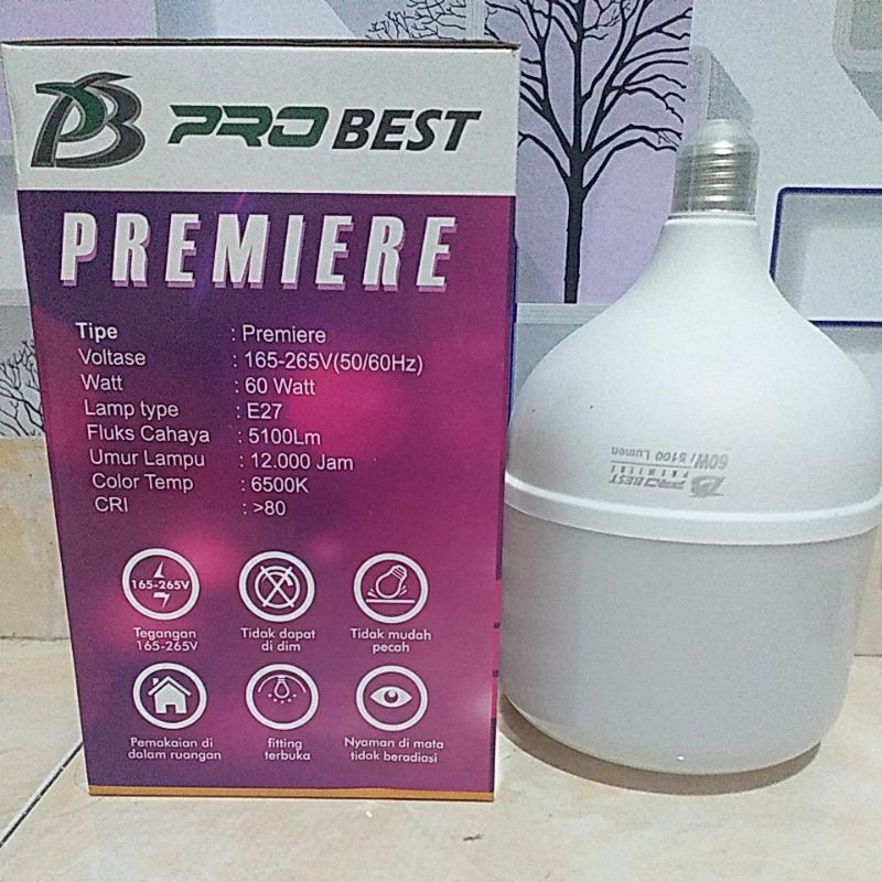 Jual Bohlam Lampu Led Capsule Jumbo 60 Watt Putih Probest Premier Sni | Shopee Indonesia