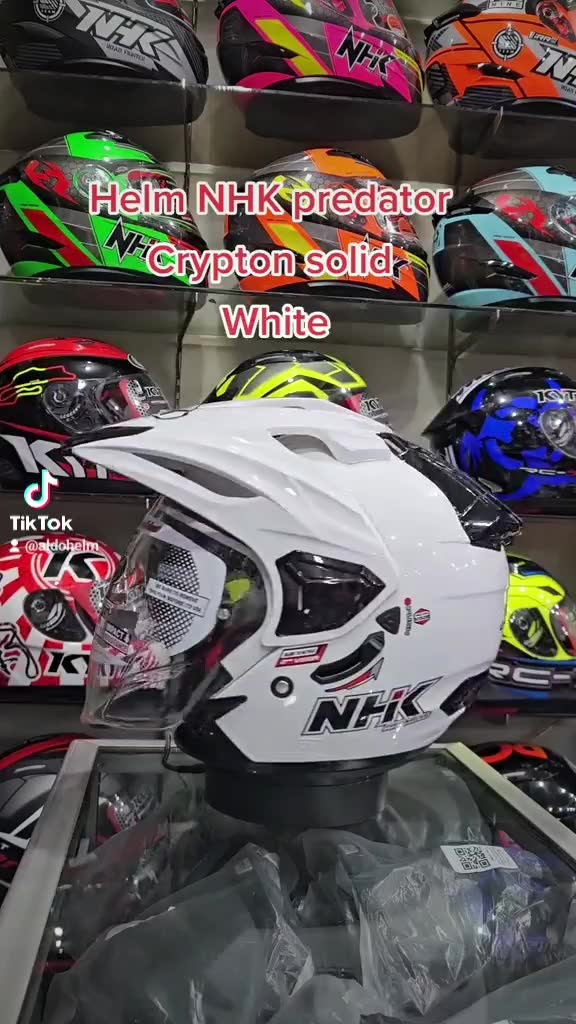 Jual HELM NHK PREDATOR CRYPTON SOLID WHITE | Helm NHK DOUBLE VISOR ...