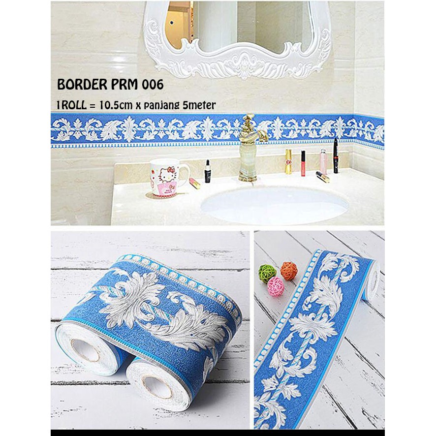 Jual [VIP] WALLPAPER BORDER STICKER PREMIUM 006 WARNA BIRU DONGKER BIRU ...