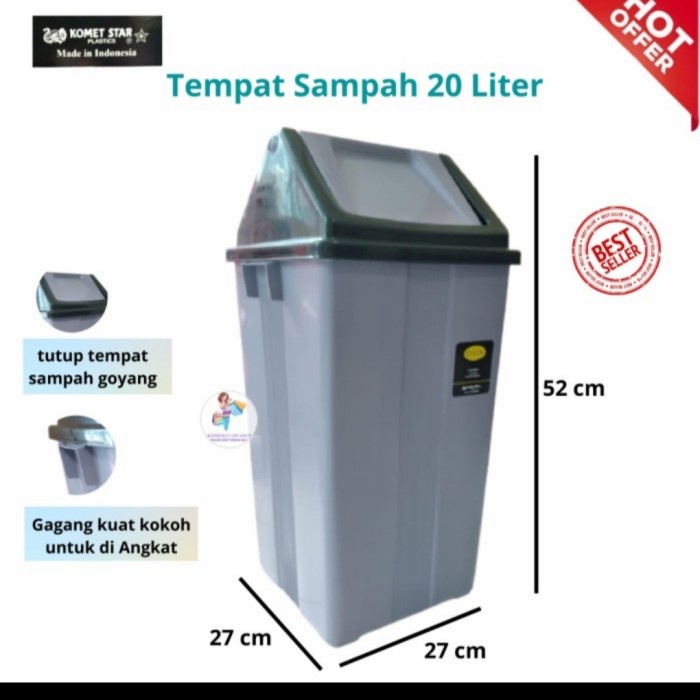 Jual Tempat Sampah Komet 20 Liter Goyang Kotak Sampah Kantor Cafe ...