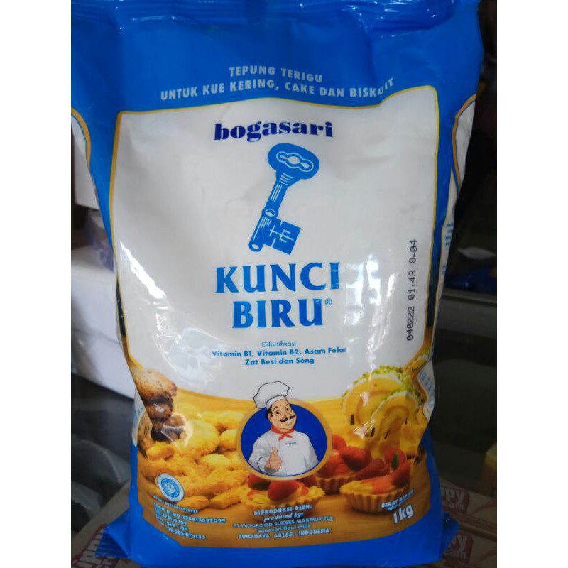 Jual Tepung Kunci biru pack ori 1 kg murah, protein sedang rendah ...