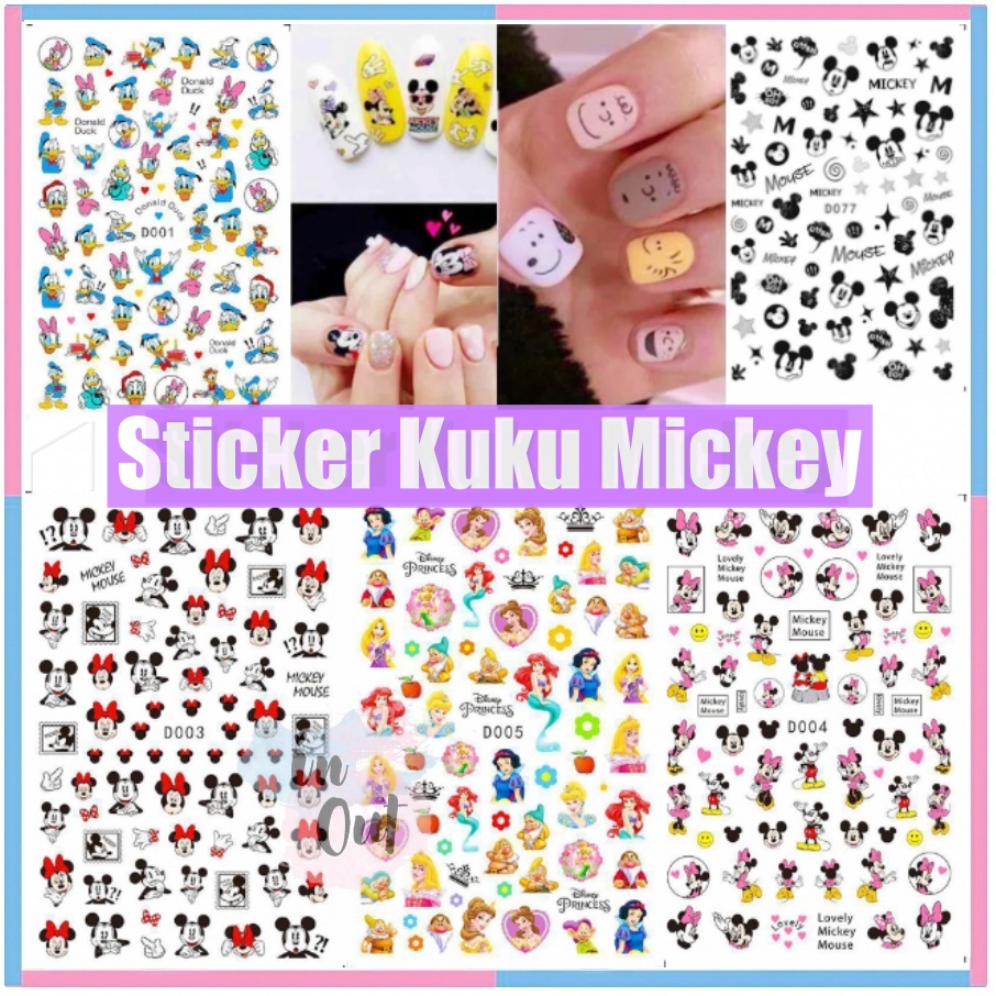 Jual Sticker Kuku Disney Mickey Minnie Donald Winnie the pooh Nail Art ...
