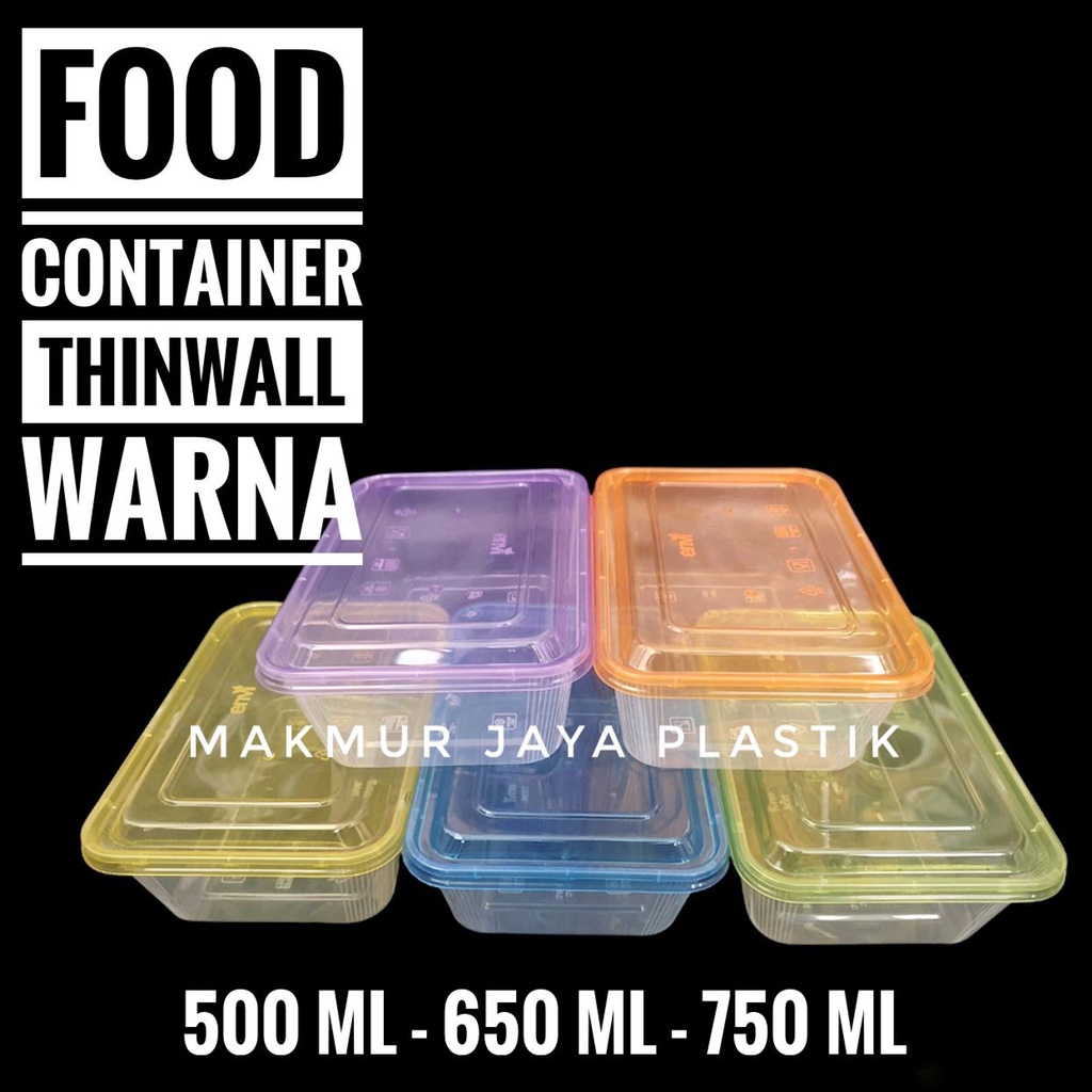 Jual THINWALL WARNA PERSEGI PANJANG / KOTAK MAKANAN FOOD CONTAINER ...