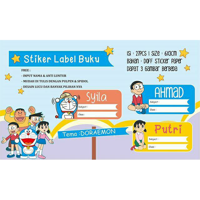 Jual STIKER LABEL BUKU CUSTOM NAMA ~ DORAEMON | Shopee Indonesia