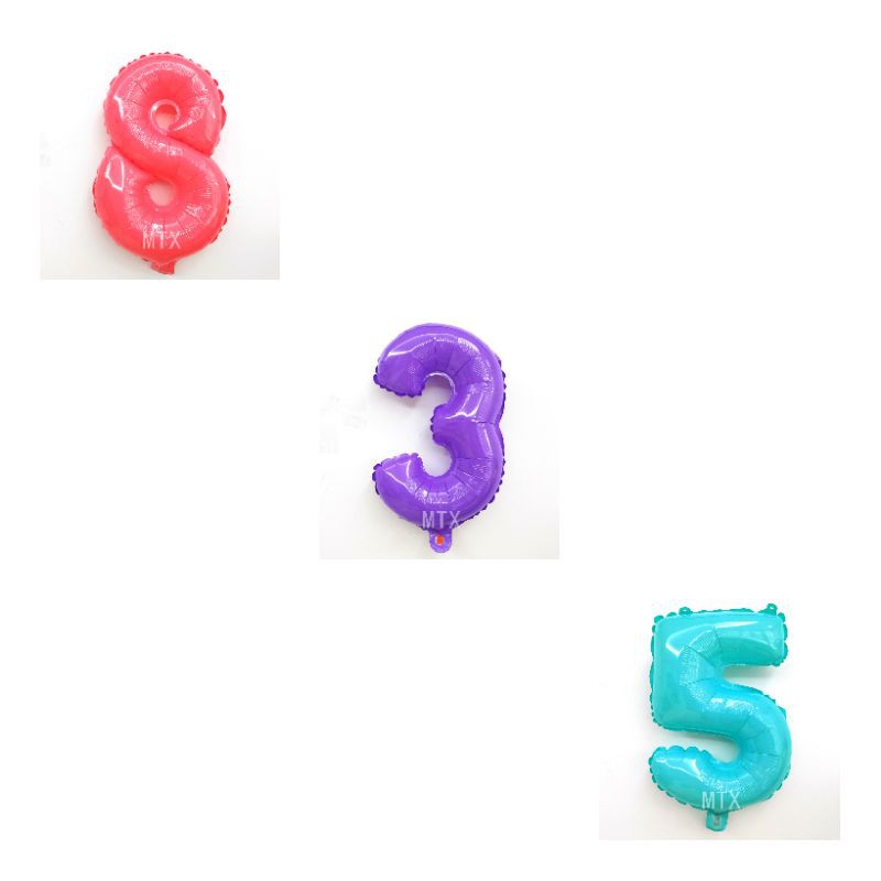 Jual Balon angka pastel satuan ungu / toska / pink | Shopee Indonesia