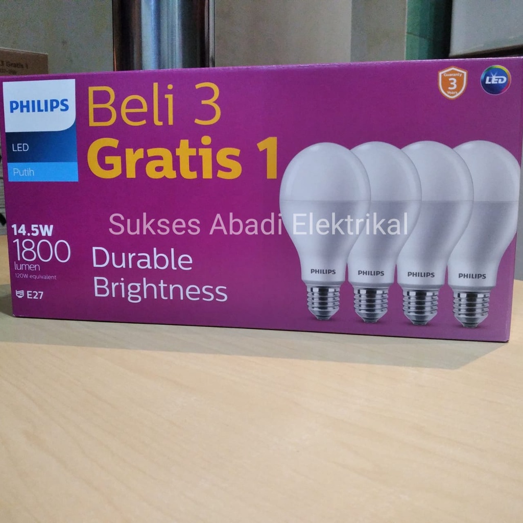 Jual LAMPU LED BULB PAKET 14.5 WATT 14.5W PHILIPS MULTIPACT BELI 3 GRATIS 1 | Shopee Indonesia
