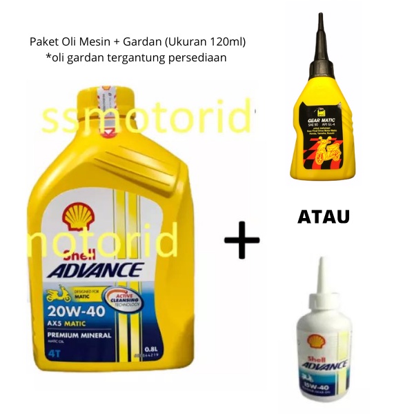 Jual Oli Mesin Motor Shell Advance AX5 Matic 800mL + Oli Gardan Gear ...