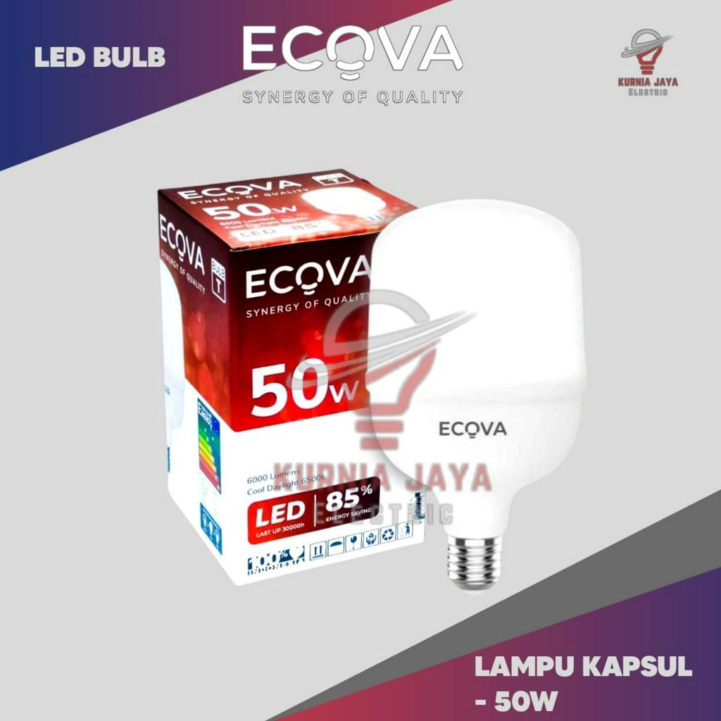 Jual ECOVA Lampu LED Bulb Tabung Kapsul 50W E27 Sinar Putih | Shopee Indonesia