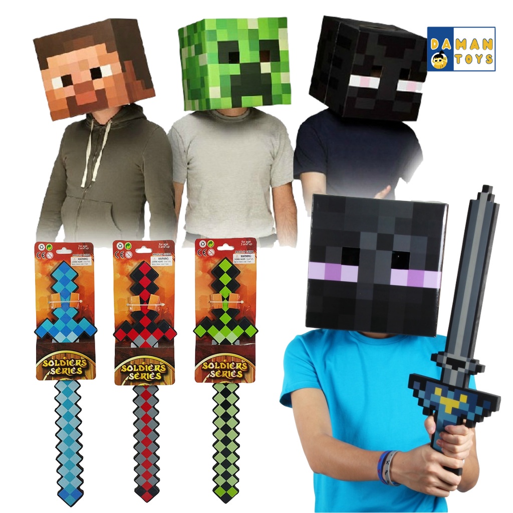 Jual DToys Topeng Minecraft Cardboard Kostum Minicraft Steve Creeper ...