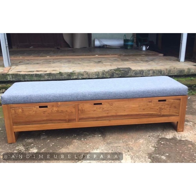 Jual Kursi Bench Bangku Laci Penyimpanan Minimalis Kayu Jati | Shopee ...